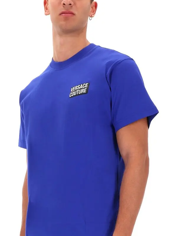 Versace Small Square Logo T Shirt - Blue