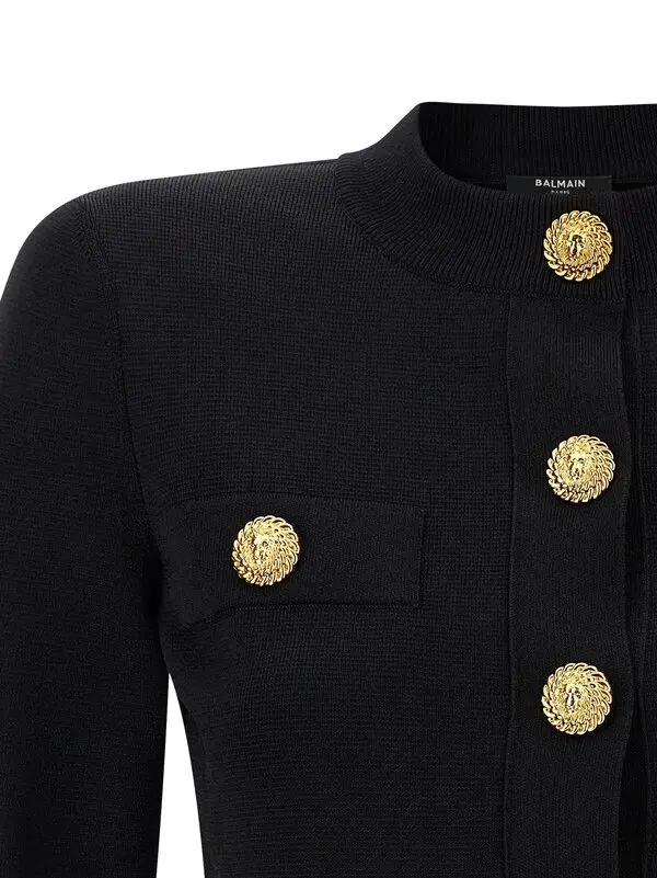 Balmain Cropped Viscose Knit Cardigan
