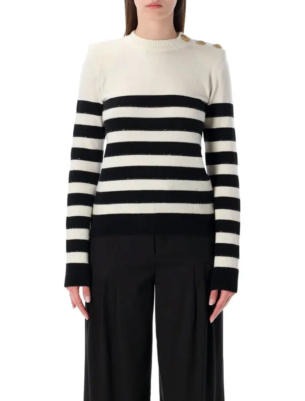 Balmain Striped Wool-cashmere Jumper