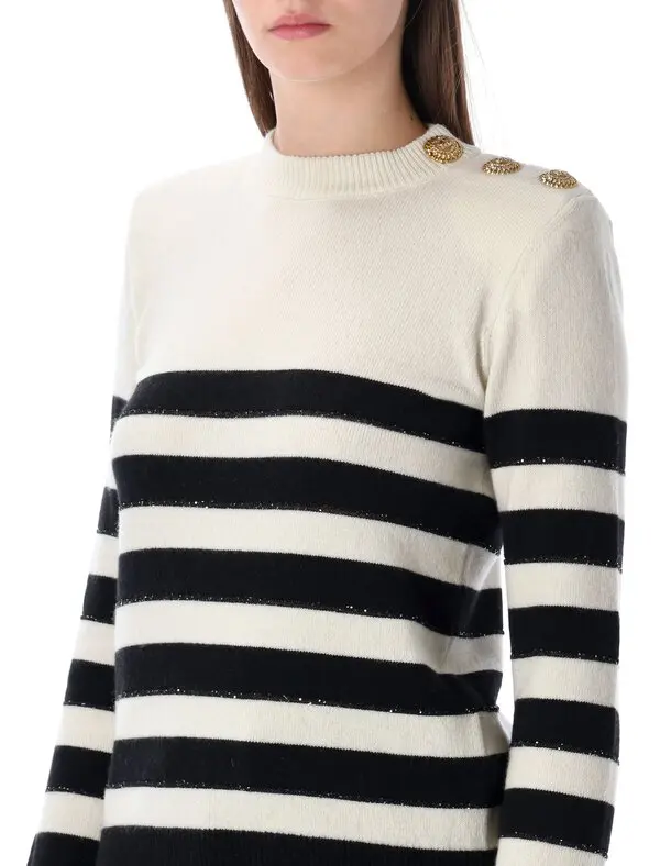 Balmain Striped Wool-cashmere Jumper