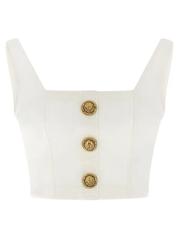 Balmain Button Top - White