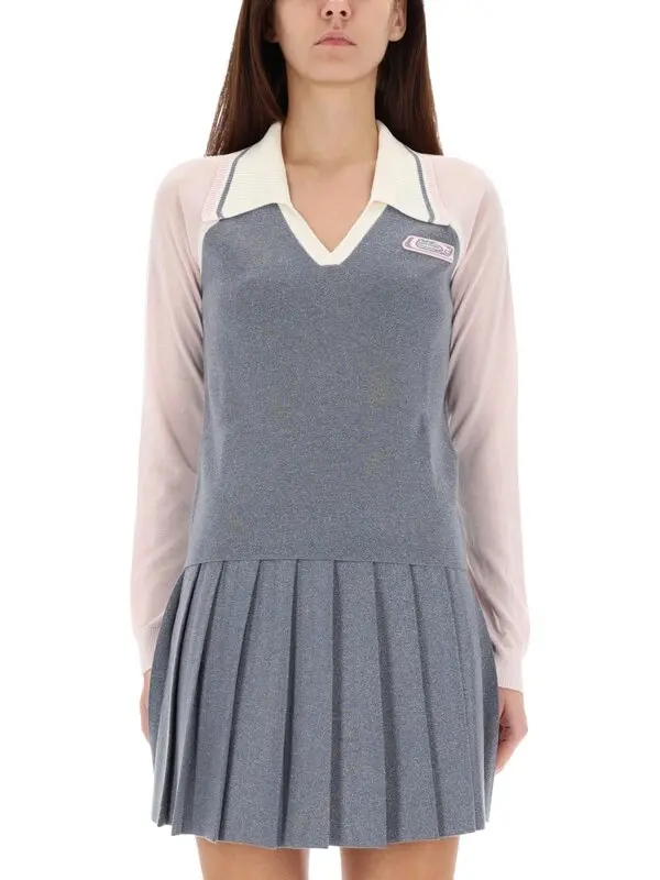 Casablanca Long Sleeve Tennis Polo - Silver