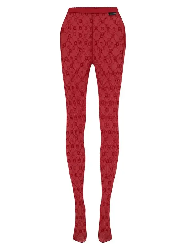 MARINE SERRE Monogram Tights - Red