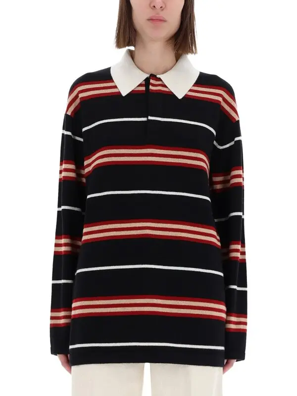 Guest In Residence Striped Cashmere Rugby Polo Shirt