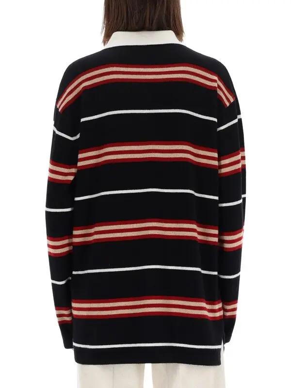 Guest In Residence Striped Cashmere Rugby Polo Shirt