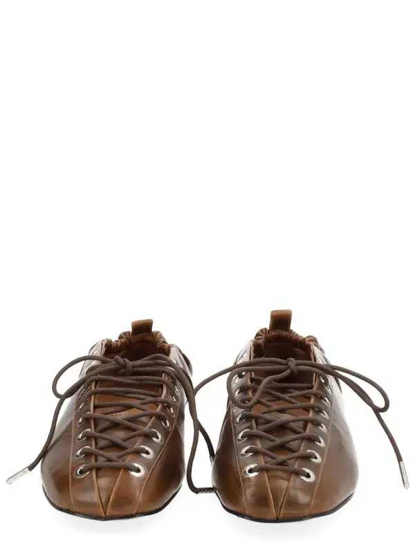 GANNI Lace-up Ballerinas - Brown