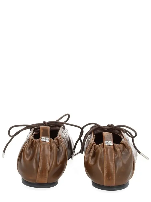 GANNI Lace-up Ballerinas - Brown