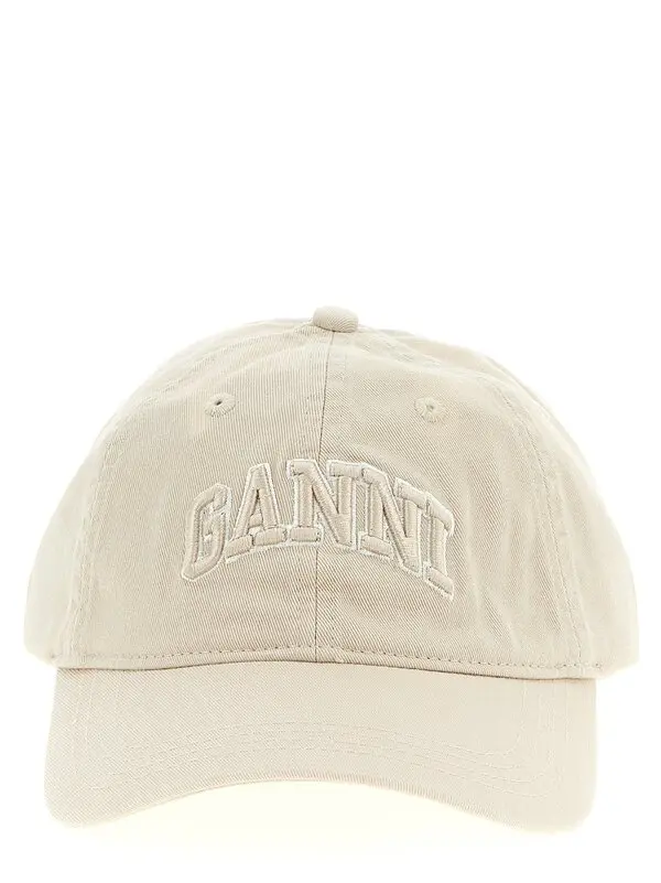 GANNI Embroidery Cap - White