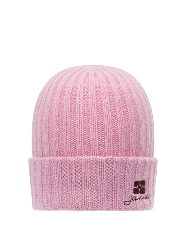 GANNI Wool-blend Beanie - Pink