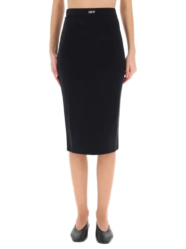 Off White Midi Skirt With Logo