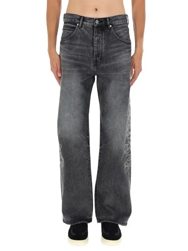 PURPLE BRAND Pants With Traced Gothic Wordmark