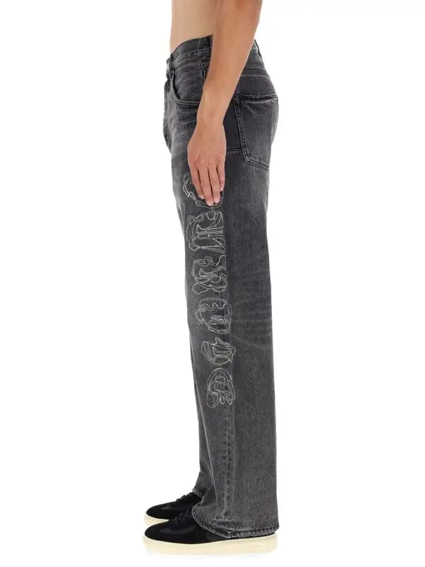 PURPLE BRAND Pants With Traced Gothic Wordmark