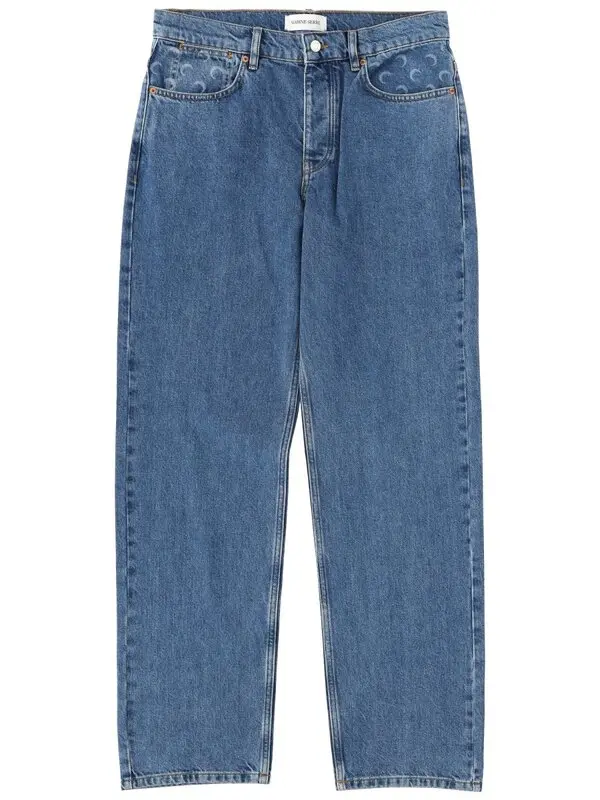 MARINE SERRE Moon Waxed Jeans - Blue