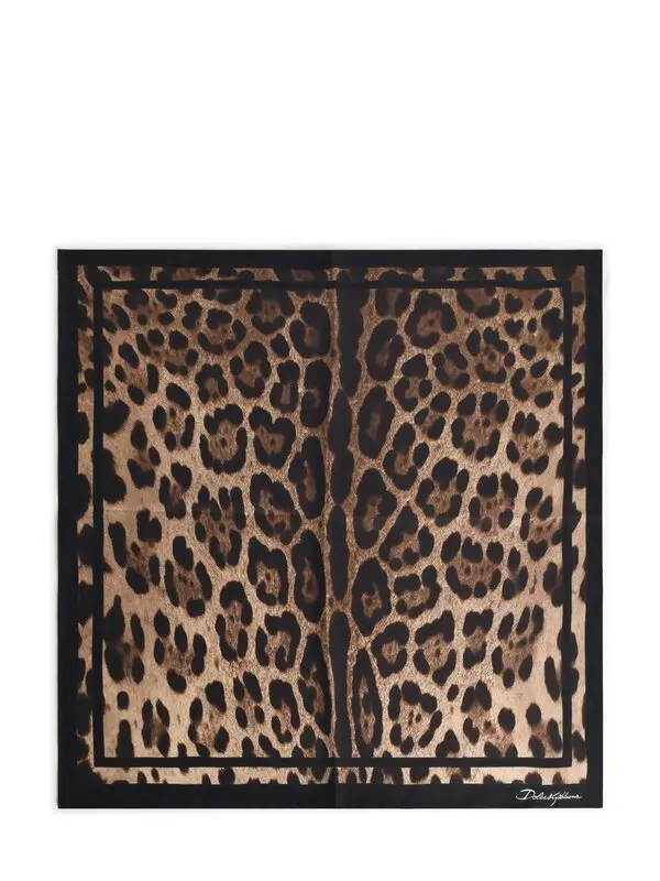 Dolce & Gabbana Leopard Print Silk Scarf - Brown