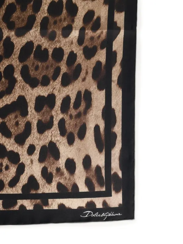 Dolce & Gabbana Leopard Print Silk Scarf - Brown