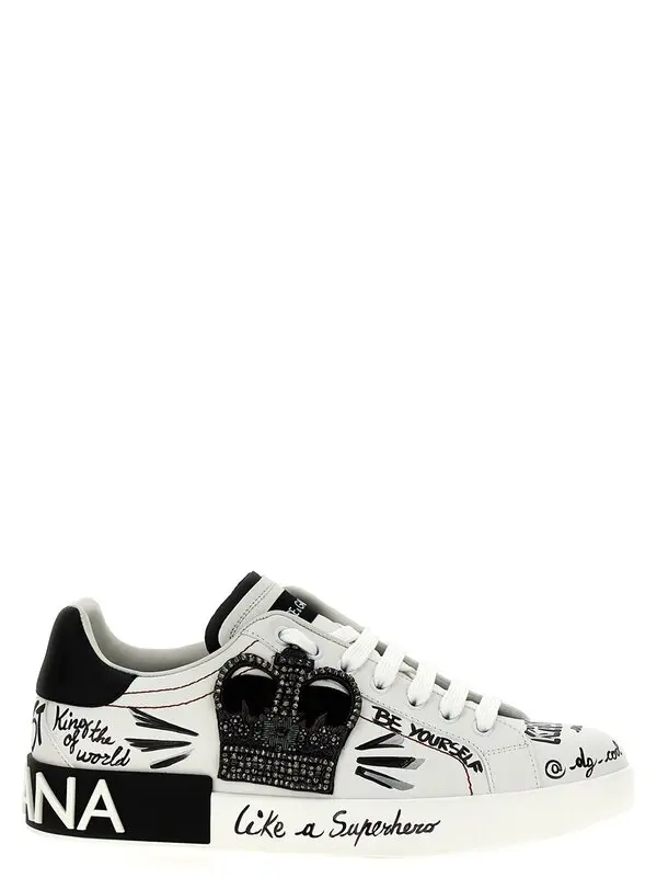 Dolce & Gabbana Portofino Leather Sneakers - White/black