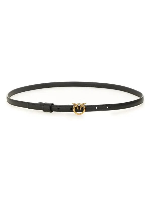Pinko Love Berry Leather Belt - Black