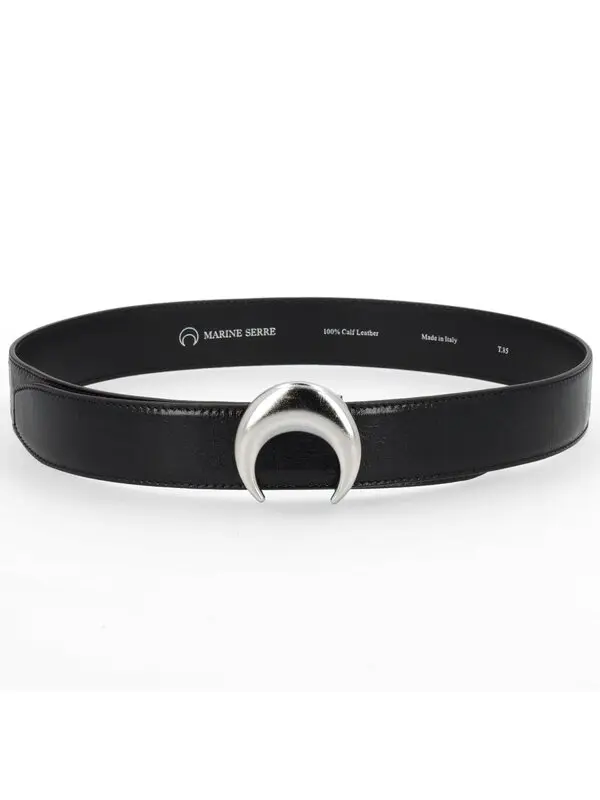 MARINE SERRE Leather Belt - Black