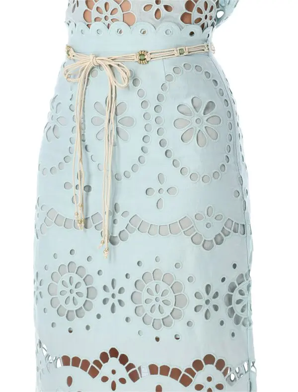 Zimmermann Awaken Embroidered Linen Skirt