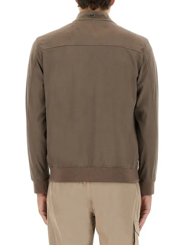 Herno Resort Bomber Jacket In Suede Alternative
