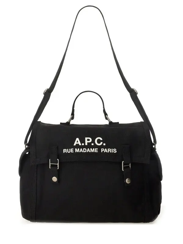A.p.c. Shoulder Bag With Logo - Black