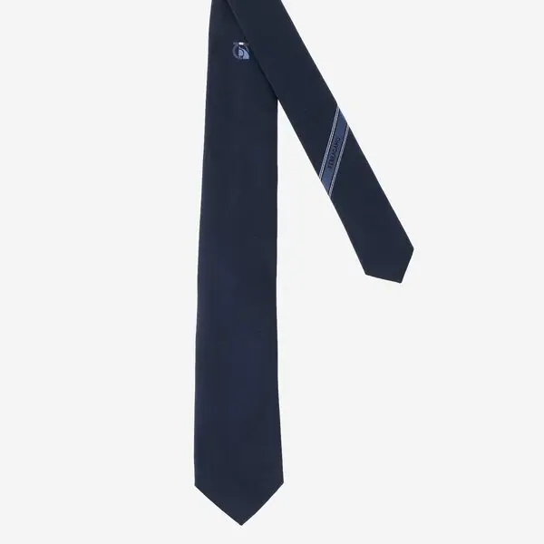 FERRAGAMO Silk Tie With Embroidered Logo - Blue