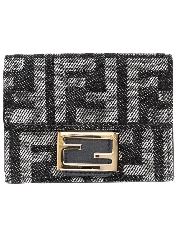 Fendi Trifold Baguette' Wallet - Black