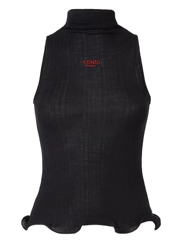 Fendi Top With Logo - Black