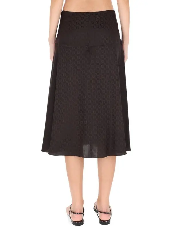 Fendi Ff Silk Skirt - Brown
