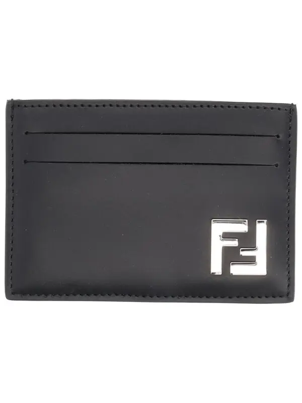 Fendi Leather Card Holder - Black