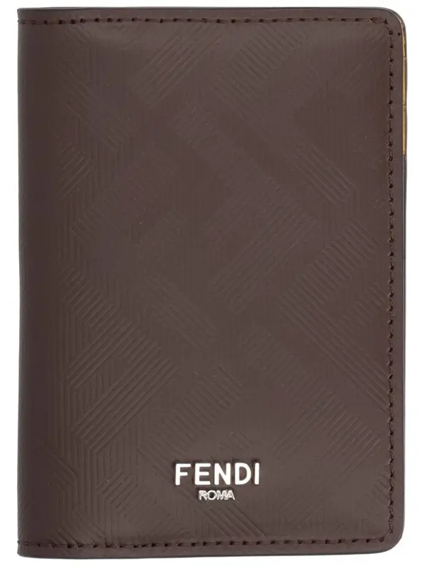 Fendi Card Holder 'squared Ff - Brown