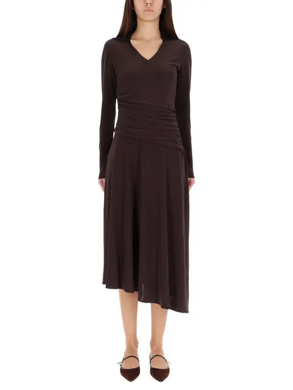 Tory Burch Asymmetrical Midi Dress - Brown