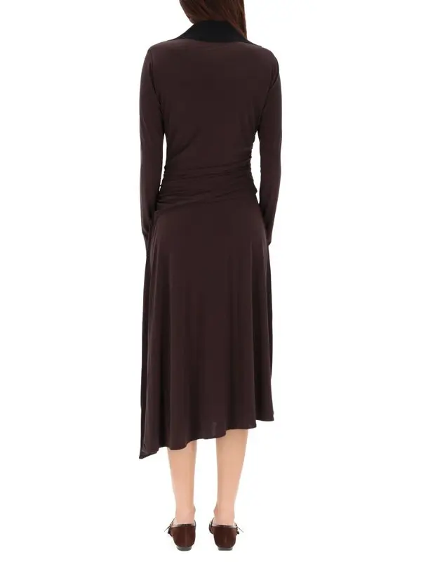 Tory Burch Asymmetrical Midi Dress - Brown
