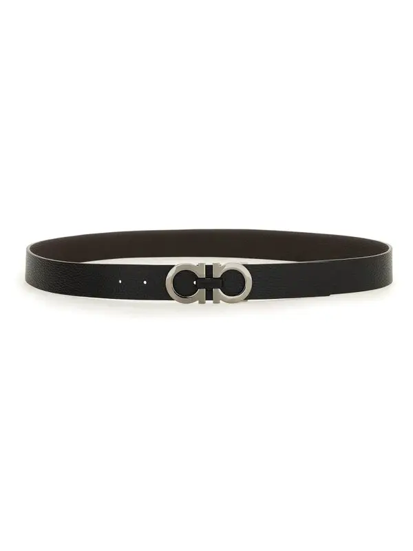 FERRAGAMO Reversible 'hooks' Belt - Black