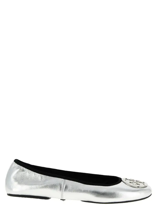 Tory Burch Reva Travel Ballerina Flats - Silver