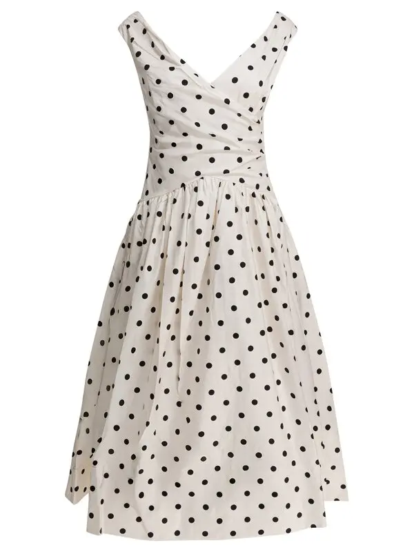 SELF-PORTRAIT Polka Dot Flared Midi Dress