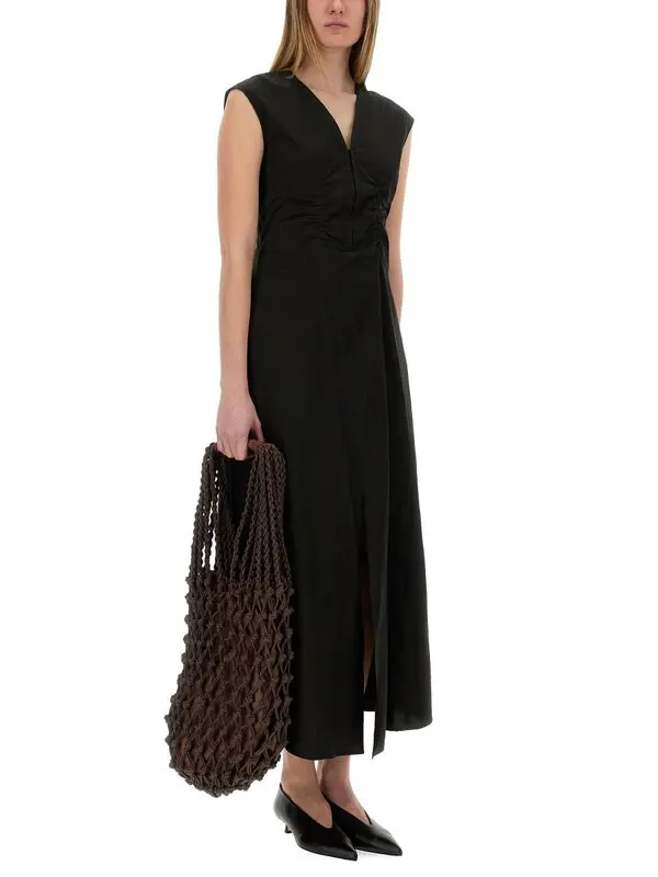 ALYSI Long Poplin Dress - Black