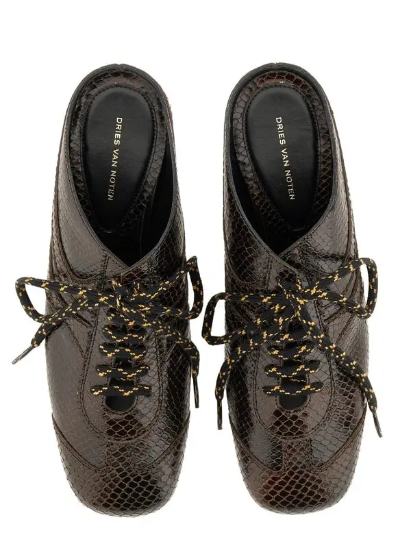 Dries Van Noten Leather Mules - Brown