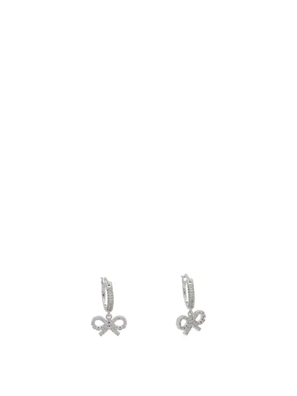 SELF-PORTRAIT Hoop Earrings With Bow - Silver