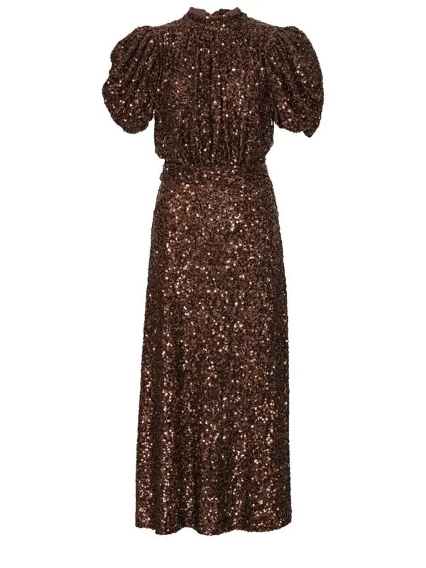 ROTATE BY BIRGER CHRISTENSEN Midi Sequined Dress - Brown