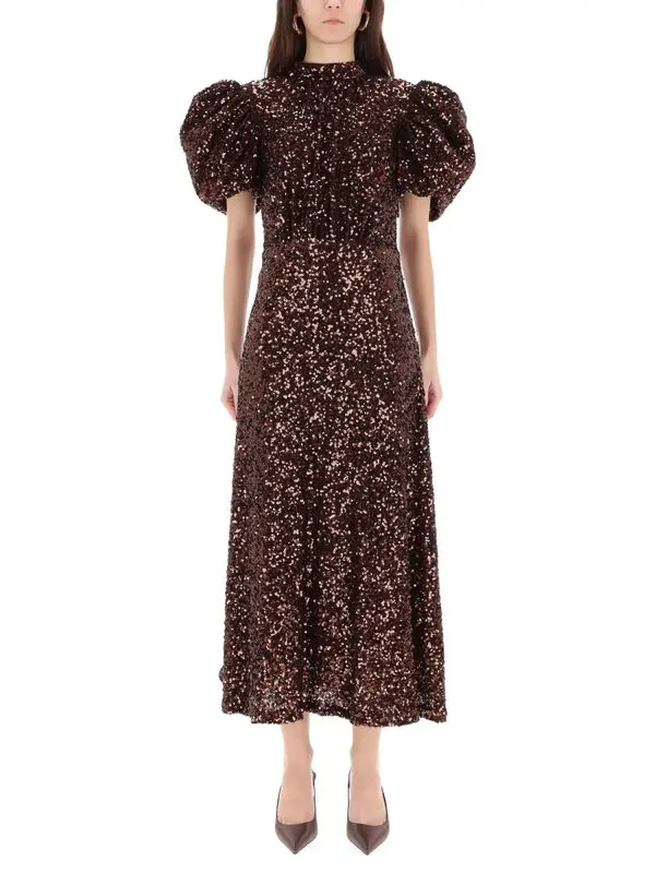 ROTATE BY BIRGER CHRISTENSEN Midi Sequined Dress - Brown