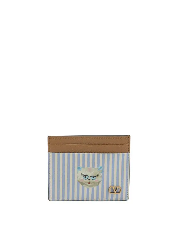 Valentino Garavani V Logo Signature Card Holder - Light Blue