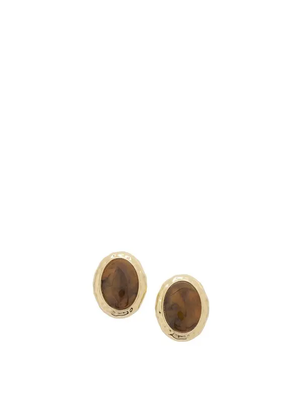 SELF-PORTRAIT Hammered Stud Earrings - Brown