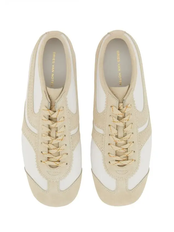 Dries Van Noten Leather And Suede Sneakers - White