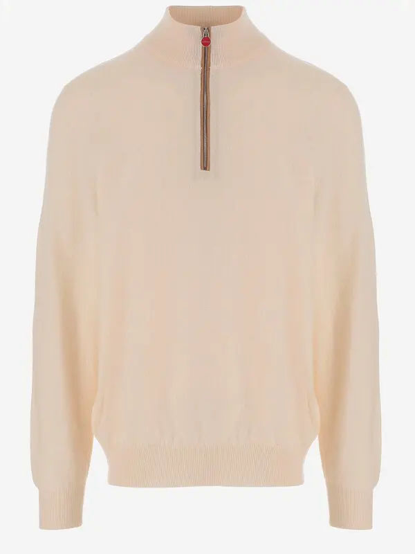 Kiton Cashmere Half-zip Sweater - Beige