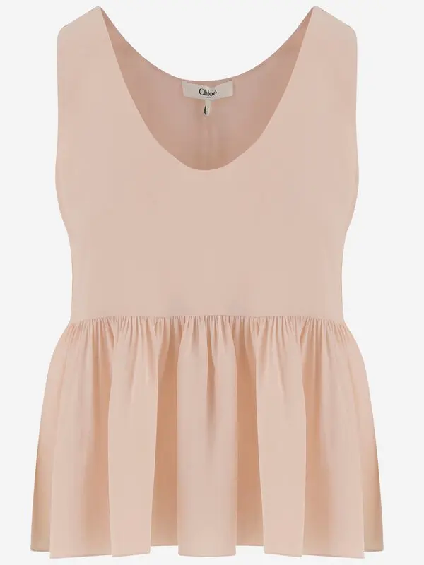 Chloé Silk Crepe Ruffled Top