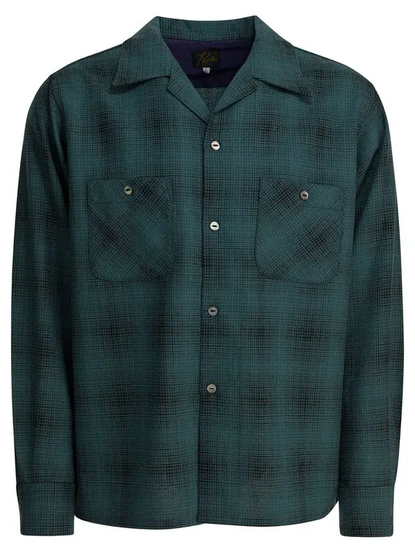 Needles Checked Wool 'one Up' Shirt - Green