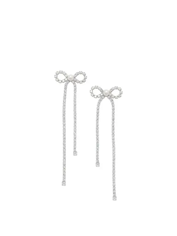 SELF-PORTRAIT Bow Drop Earrings - Silver