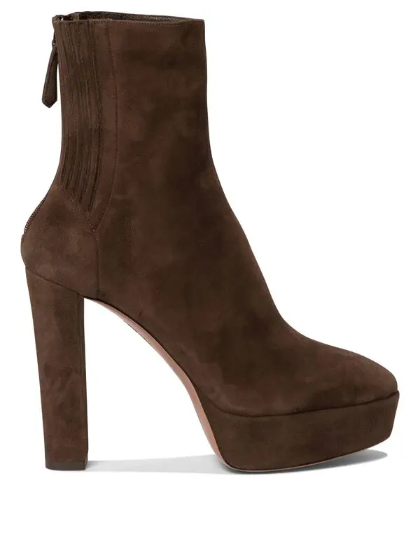 AQUAZZURA Saint Honore 120mm Ankle Boots - Brown