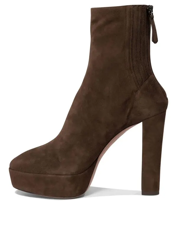 AQUAZZURA Saint Honore 120mm Ankle Boots - Brown